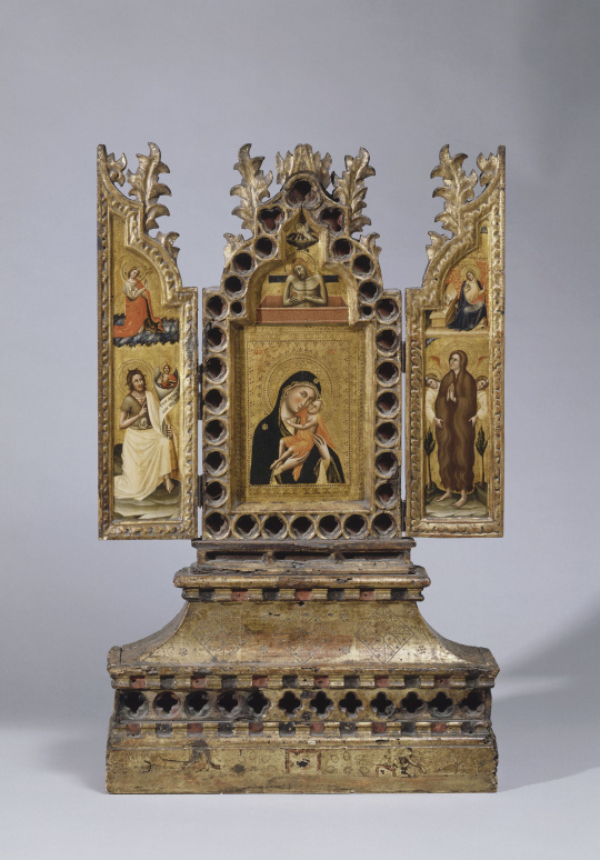 dei Crocifissi Simone | La Vierge et l'Enfant encadrés de saint Jean-Baptiste et Marie-Madeleine ...